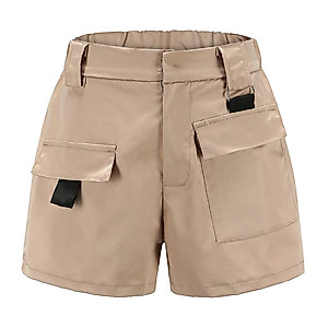 New Loose Shorts, Thenlian Women's Casual Shorts High Waist Pants Elastic Waist Bottoms Pocket Wide Leg Pant(XXL, Khaki)
