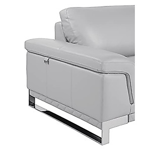 Blackjack Furniture Weston Collection Italian Leather Living Room Sofa, Light Gray