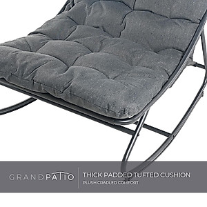 Grand patio Rocking Chair Indoor and Outdoor, Metal Patio Lounge Rocking Chair with Thick Cushion, Comfy Modern Rocker for Living Room Porch Backyard