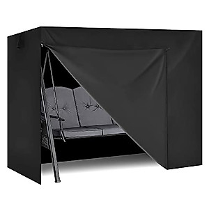 Pamapic Patio Swing Cover,Outdoor Swing Cover for 2/3 Seat Porch Swing, 100% 600D Oxford Cloth, Made of PVC Coated, Waterproof, Dustproof, Windproof, Suitable for Garden, Yard, 50" D x 87" W x 66" H