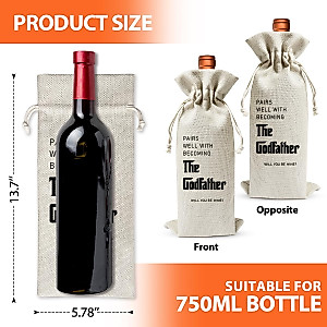 Godfather Proposal Gift Wine Bag, Pairs Well With Becoming A Godfather, Appreciation Christening Thank You Gift For New Godfather, Baby Shower or Party Favor, Baptism Decor, Baby Announcement Gift