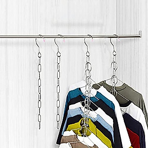 6Pcs Saving Space Clothes Hanger Chains Stainless Steel Clothes Hanger Organizer Wardrobe Space Saver Hanger Multi-Layer Hangers Chains College Dorm Room Essentials Hangers