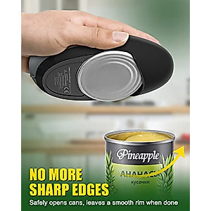 Smooth Edge Food-Safe Electric Can Opener, One-Touch Kitchen Can Opener Opens Almost Most Can Sizes, Good for Senior with Arthritis, Best Gift for Women, Battery Operated and Automatic Can Opener