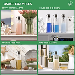 Empty Shampoo Pump Bottles, 32oz(1Liter), BPA-FREE, Plastic (PETE1) Cylinder, Pack of 3