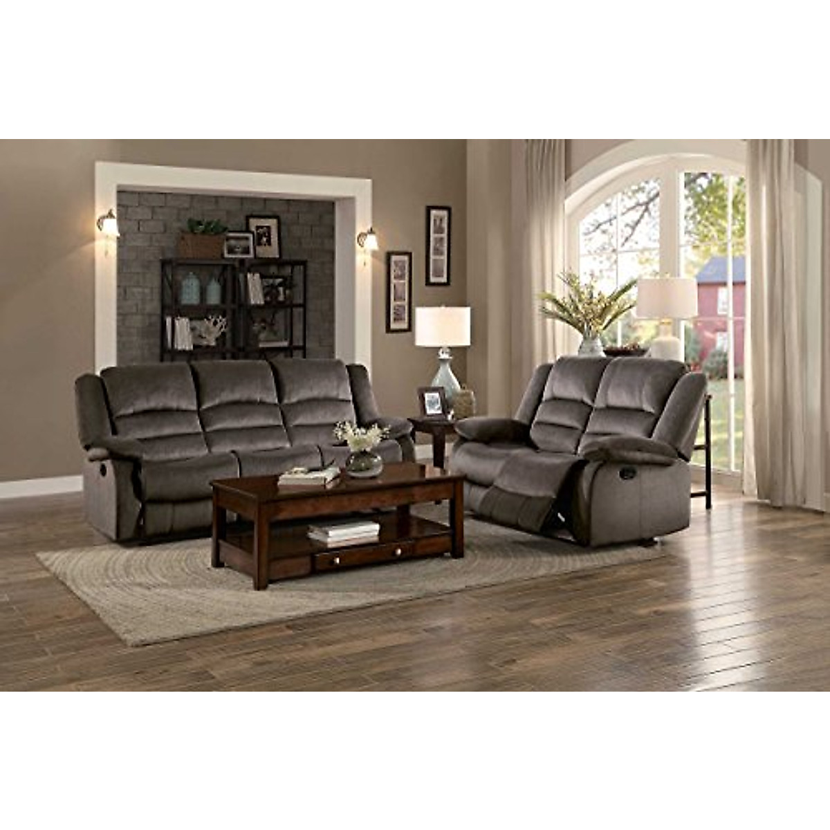 Homelegance Jarita Reclining Loveseat Polyester Fabric Cover, Chocolate