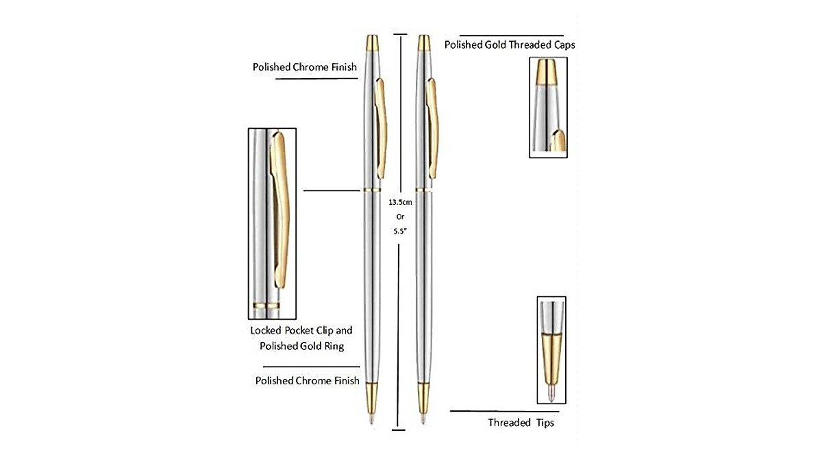 Classic Chrome & Gold Pens for Police Officers