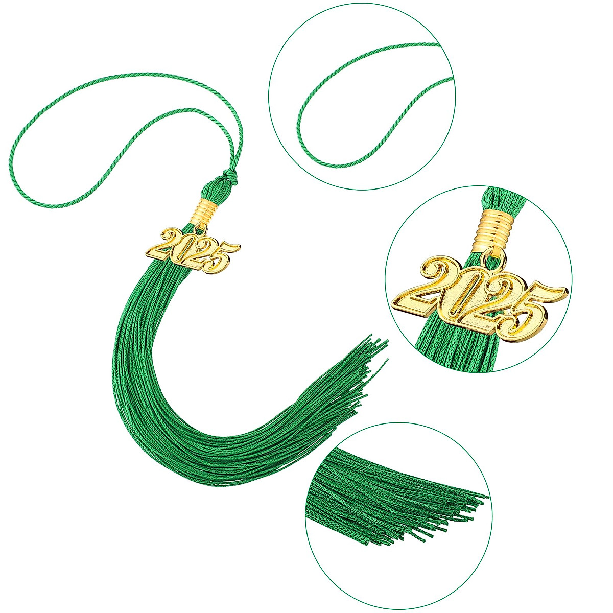 Yaomiao 14 Pieces 2025 Year Charm Graduation Tassel Academic Graduation Hat Tassel with Decoration for Graduates Ceremonies Parties Accessories(Green)