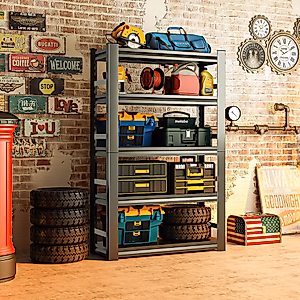 72"H|48"W Garage Shelving Unit and Storage-Easy Assembly Metal Shelves 5-Tier Rack|Heavy-Duty Adjustable Shelf|Steel Rust-Resistant Shelves for Industrial,Warehouse,Basement,Workshop Organization