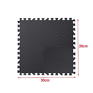 Vaveren Interlocking Foam Tiles Puzzle Mats for Floor, Gym Mats Flooring Exercise Mat for Home Gym Equipment, Black, 30cmx30cmx1.2cm