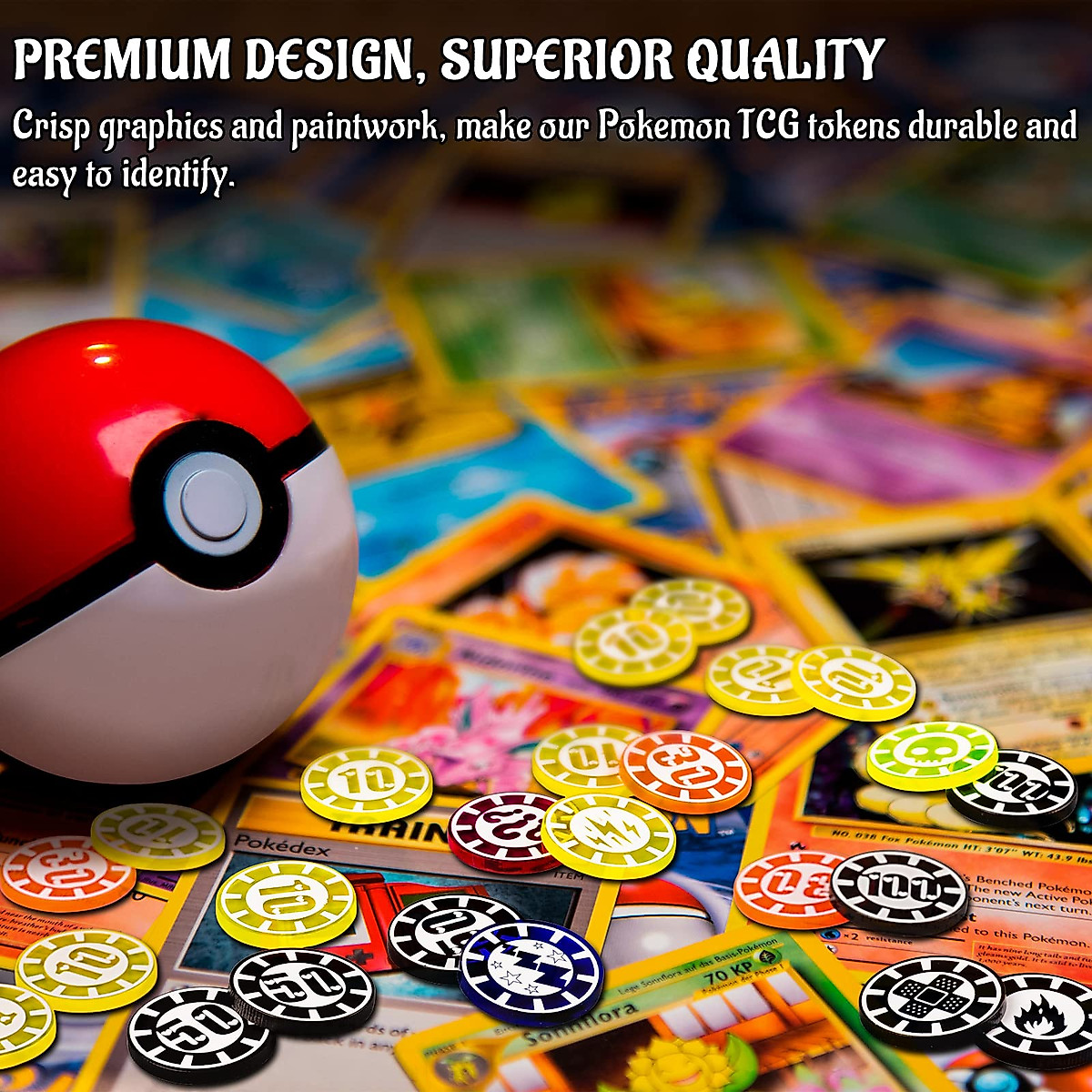 CZYY Damage and Status Counters Set of 24 Acrylic Effect Tokens Combatible with TCG