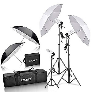 EMART Umbrella Photography Lighting Kit with 700W CFL 5500K Bulbs ,Soft Light Continuous Reflective Umbrella Lights Photography Kit for Portrait Studio Video Recording, Filming, Podcast