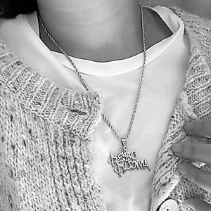 Holy rose Rapper Necklace with Rope Chain Merch Outfit Signature Neckace for Men women Gift for Fans(wihte)