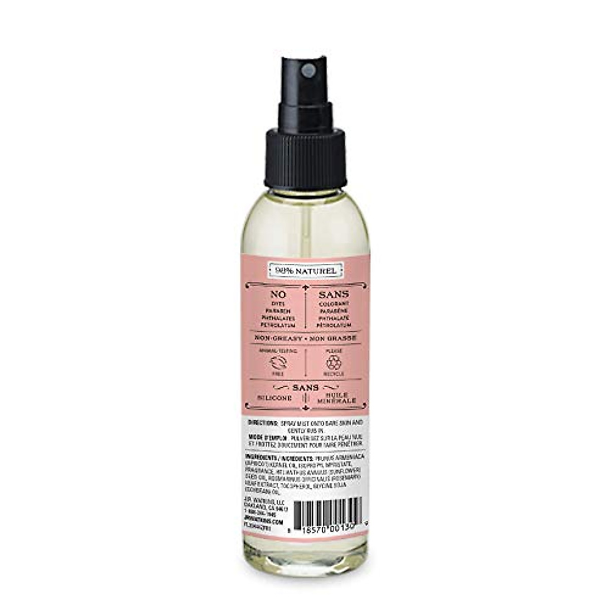 J.R. Watkins Natural Hydrating Body Oil Mist, Moisturizing Body Oil Spray for Glowing Skin, Cruelty Free, Grapefruit, 6 fl oz, Single