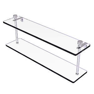 Allied Brass FT-2/22 Foxtrot Collection 22 Inch Two Tiered Glass Shelf, Polished Chrome