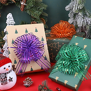 12 Pieces Mixed Color Pull Bow Wrapping Pull Bow Ribbon Pull Bows for Wedding Baskets,6 Inches Diameter Gift Bows, Large Bows for Presents (Style4, 12Pcs)