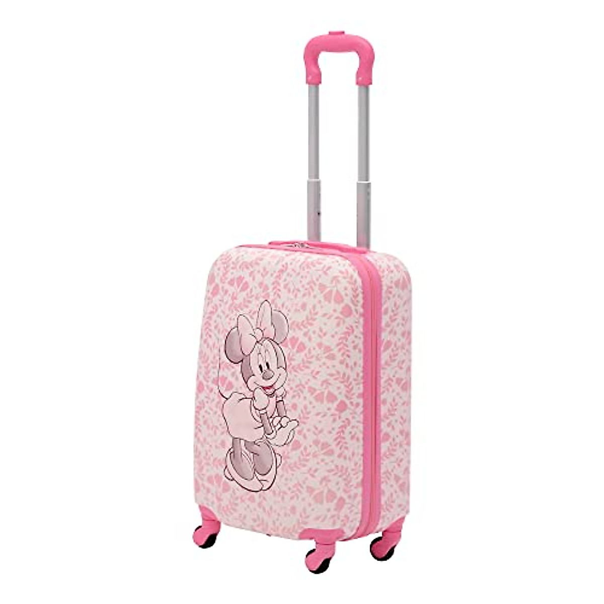 FUL Disney Minnie Mouse 21 Inch Kids Rolling Luggage, Hardshell Carry On Suitcase with Wheels, Pink - Floral