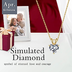 SMILEST Heart Birthstone Necklace for Women Mom Wife, April Birthstone Pendant Necklace 925 Sterling Silver Birthstone Pendant Necklace Valentines Day Gifts Birthday Gifts for Women Mom Wife Grandma