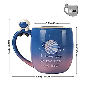 I Love You to the Moon and Back Ceramic Mug with Handle, 16 Ounce Large Coffee Tea Cup Mugs Gift