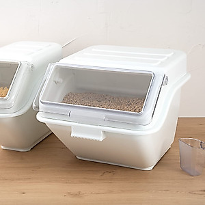 Restaurantware Met Lux 13 Gallon Ingredient Bin 1 With Lid Food Storage Bin - With Measuring Scoop Stackable White Plastic Commercial Flour Bin Easy Access For Kitchen Or Storage