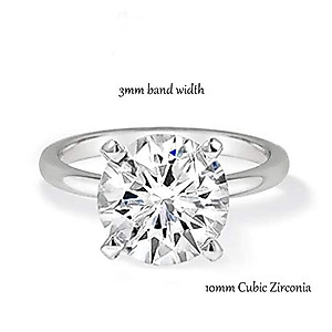 Samie Collection 4 Carat Round Brilliant Simulated Diamond CZ Solitaire Engagement Rings for Women, Classic Wedding Ring, White Gold Finish, Size 7