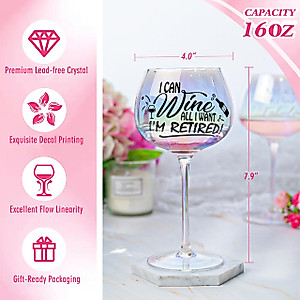 Retirement Gifts for Women - Funny Retirement Wine Glass - Humorous Gift for Retired Coworkers - Unique Wine Glass With Funny Saying - Happy Retirement Gifts