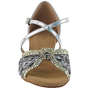 Women's Ballroom Dance Shoes Salsa Latin Practice Dance Shoes Gold & Silver Braid S92309EB Comfortable - Very Fine 2" Heel 9 M US [Bundle of 5]