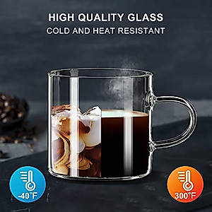 PARACITY Espresso Cups Set Of 2, Insulated Espresso Shot Glass 4.3 OZ, Clear Glass Expresso Coffee Cup with Handle, Borosilicate Espresso Accessories, Small Coffee Cups for Espresso Machine, Tea Cup