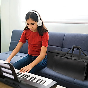 NKTM 88 Key Keyboard Case, 53.5"x12.6"x6.3" Electric Keyboard Bag Piano Gig Bag with Handles and Adjustable Shoulder Straps Keyboard Gig Bag - Black