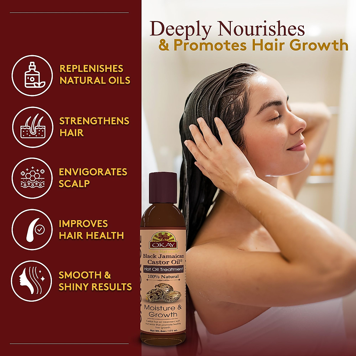 OKAY HOT OIL TREATMENT BLACK JAMAICAN CASTOR OIL 6oz / 117ml