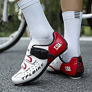 Mens Road Bike Cycling Shoes Peloton Bike Shoes Compatible with SPD and Delta Cleats Riding Shoe Indoor Outdoor White 280
