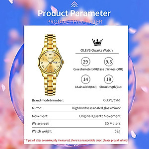OLEVS Watches for Women 14k Gold Tone Ladies Watches Waterproof with Day and Date Stainless Steel Woman Wrist Watches,Simple Dress Small Face Lady Watch Fashion Elegant Classic Female Watches