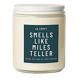 CE Craft - Smells Like Miles Teller Scented Candle – Vanilla Oak Scented Candle – Gift for Her, Girlfriend Gift, Pop Culture Gift, Celebrity Candle