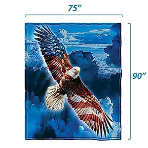 Dawhud Direct American Eagle Fleece Blanket for Bed, 75" x 90" Queen Size Eagle Fleece Throw Blanket for Men, Women and Kids - Super Soft Plush Eagle Blanket Throw Print Blanket for Eagle Lovers