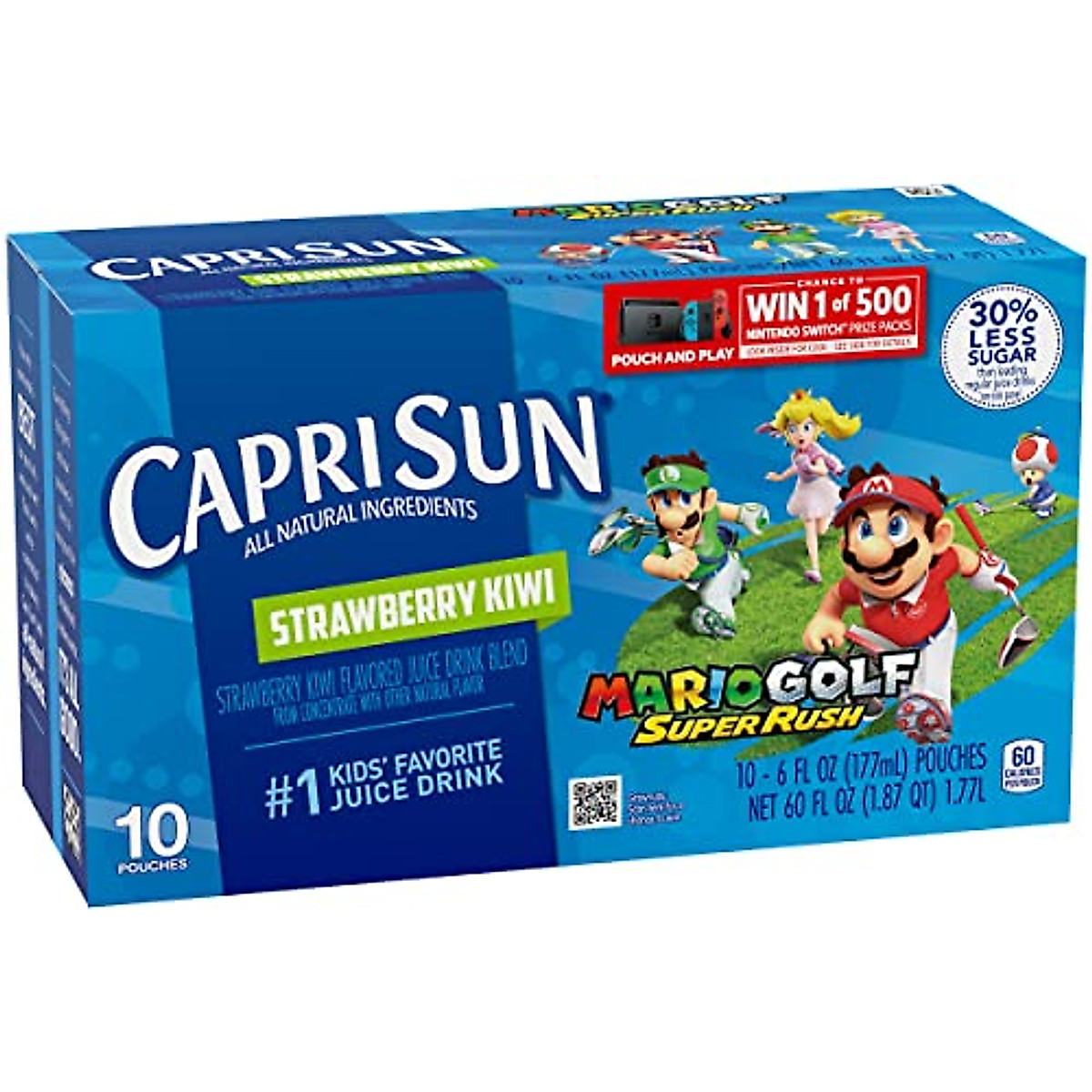 Capri Sun Strawberry Kiwi Naturally Flavored Kids Juice Drink Blend (10 ct Box, 6 fl oz Pouches)