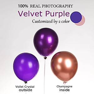 Royal Purple and Gold balloon Garland Arch Kit 140Pcs double stuffed chrome Royal Purple & Starburst balloons for Girl 15/16th Birthday decorations women retirement Graduation Prom supplies