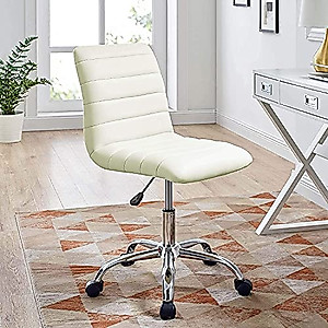 Modway Ripple Ribbed Armless Mid Back Swivel Conference Office Chair In White
