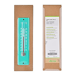 Gardtech Vertical Thermometer, Indoor Outdoor Steel Temperature Gauge Meter, Digital Temperature Monitor with Double Scale, for Patio, Garden or Nursery Area - 7.8 Inch (Green)