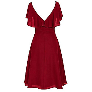 INGWHW Ball Gowns and Evening Dresses, Women Formal Wedding Bridesmaid High-Waist Party Ball Prom Gown Cocktail Dress Red for Elegant Cocktail Dresses Long Sleeve Cocktail Dresses (L, Red)