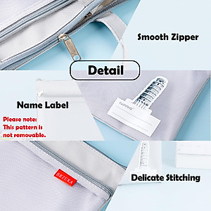 BRZUKA Mesh Zipper Pouch 11x13.7 in, A4 Double Pocket Waterproof File Bag with Handle, Document Storage for School/Travel/Office/Cross Stitch/Puzzle (Gray)