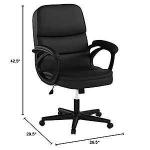 OFM ESS Collection Bonded Leather Executive Chair with Arms, Black