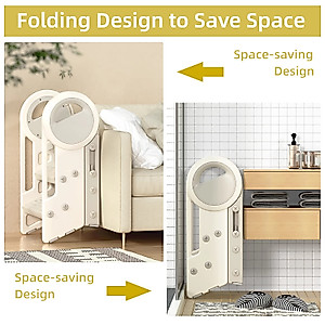 Nisorpa Toddler Step Stool, Kid’s 3 Step Ladder Foldable Toddler Helper Stool with Non-Slip Rubber Pads for Bathroom Sink Kitchen Counter Kids Toilet Potty Training (3 & 2 Step Adjustment)