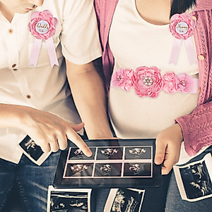 Chenkaiyang 3 Packs Baby Shower Decorations Maternity Sash Mummy to Be & Daddy to Be Corsage Pin Set Baby Shower Maternity Photography Gifts Pregnancy Flower Belly Belt Baby Welcome Party Gifts