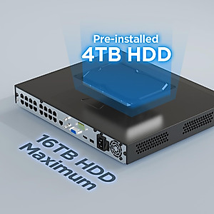 PANOOB 4K Wired POE Security Camera System, 16 Channel NVR 4K with 4TB HDD, 8PCS 4K Surveillance PoE IP Cameras Wired with Person Vehicle Detection,Built-in Micphone,100Ft IR NightVision, PD0816-4K