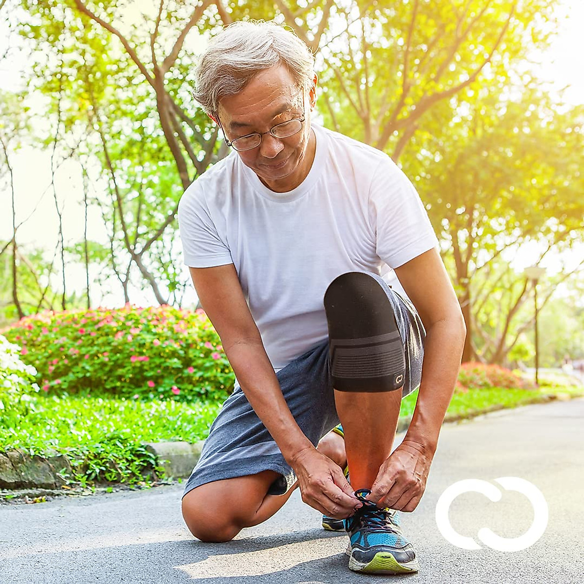 Copper Compression PowerKnit Knee Sleeve- Copper Stabilizer Support Brace for Meniscus Tear, ACL, MCL, Arthritis, Joint Pain Relief, Running, Sports, Hiking- Men & Women- Fits Right/Left - S/M