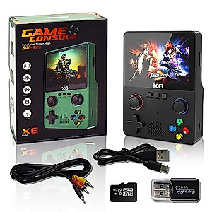 Retro Handheld Game Console with 64G TF Card, Support 10000+Games, HDMI and TV Output 3.5 Inch IPS Screen Portable Rechargeable Open Source Game Console Emulator with Card Reader and Video Cable Black