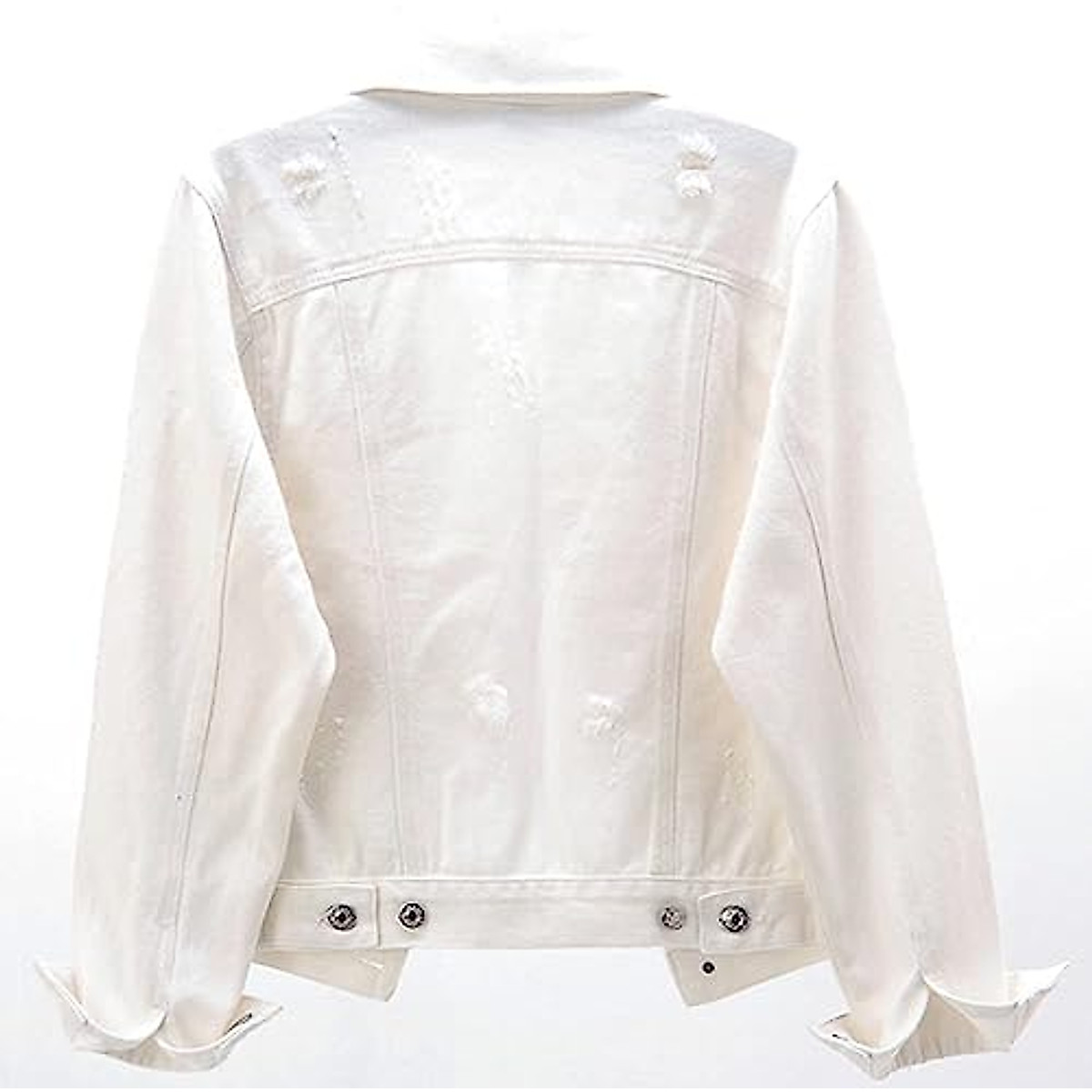 Kedera Fall Outfits for Women 2023 White Jackets Distressed Denim Jacket for Women Classic Trucker Jackets Long Sleeves Button Down Jean Jackets for Women Lightweight Size M Size 8 10