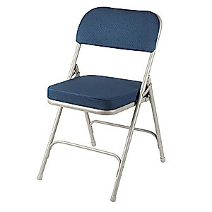 OEF Furnishings 2 Pack Fabric Upholstered 2" Cushion Folding Chair, Blue