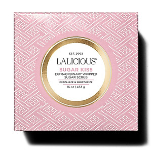 LALICIOUS Sugar Kiss Extraordinary Whipped Sugar Scrub - Cane Sugar Body Scrub with Coconut Oil & Honey, No Parabens (16oz)