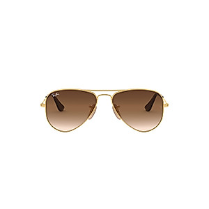 Ray-Ban Junior Kids' RJ9506S Metal Aviator Sunglasses, Arista/Brown Gradient Dark Brown, 52 mm