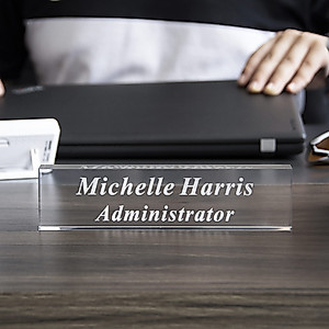 Custom Personalized Engraved Acrylic Name Plate Office Desk Bar 8x2x3/4-Inch